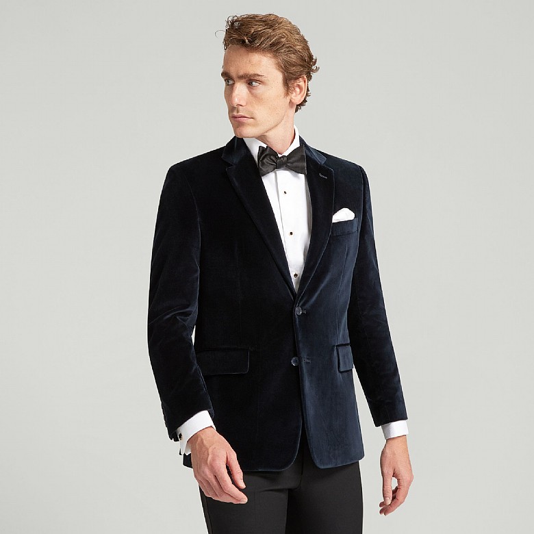 Men's Navy Velvet Jacket