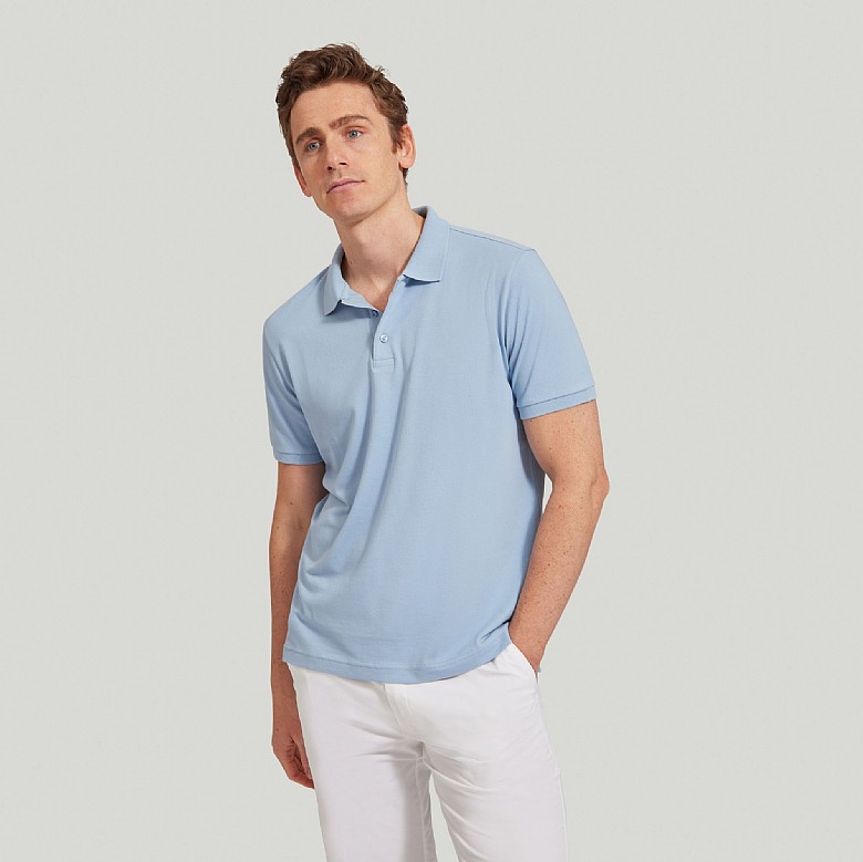 Men's Pale Blue Cotton Polo Shirt